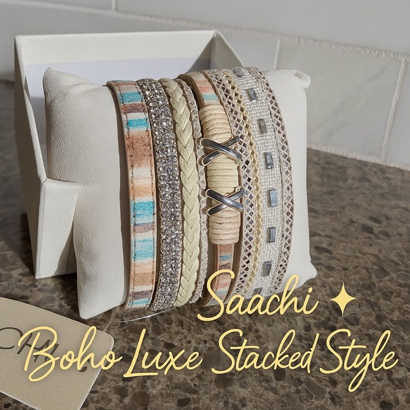 SAACHI | Jewelry | Saachi Boho Multilayer Magnetic Cuff Bracelet Nwt ...